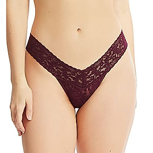hanky panky Rolled Signature Lace Low Rise Thong (Dried Cherry,O/S)