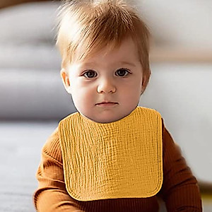 HBselect Muslin Baby Bibs 10 Pack,Unisex Baby Bibs with Bandana Drool Bibs Cotton, 10 Solid Colors Set for Feeding, Teething, Drooling