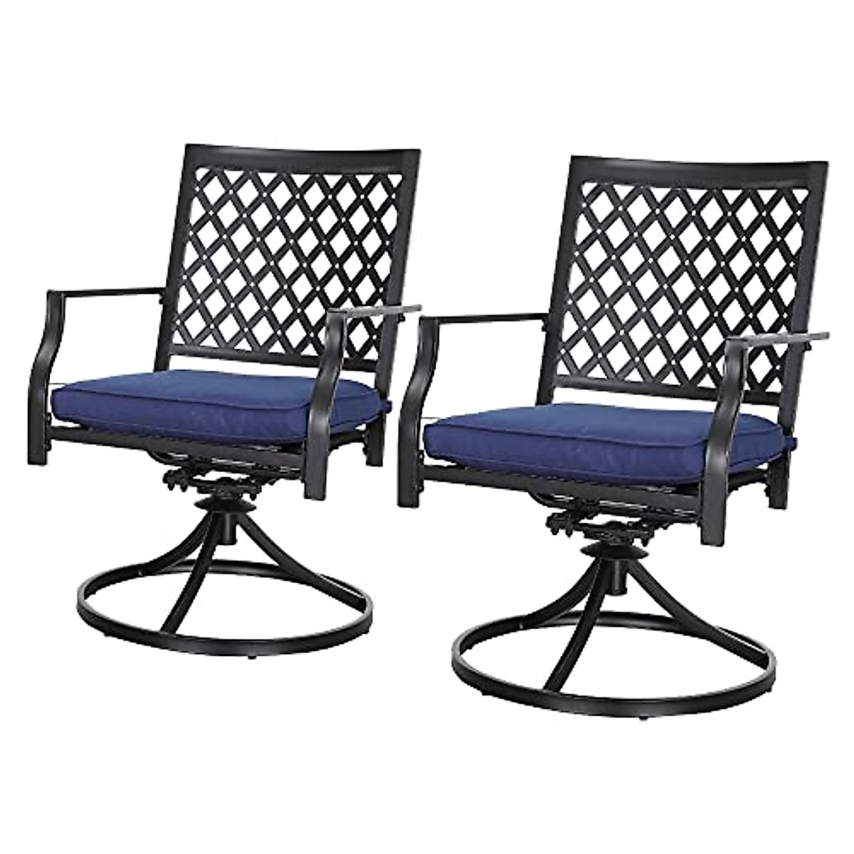 LOKATSE HOME Outdoor Patio Dinning Swivel Chairs Rocker Set of 2 Metal for Garden Backyard Furniture, 2, Blue
