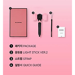 Niaycouky Black Pink Official Lightstick Version 2.0, Fan Light Stick Cheering for K-Pop Idol Concert Lighting Party Supplies with 52pcs Photocards Set