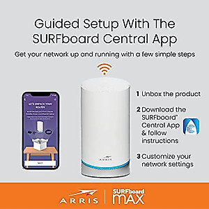 ARRIS SURFboard mAX W121 Tri-Band Mesh Wi-Fi 6 System | AX6600 Wi-Fi Speeds up to 6.6 Gbps | Coverage up to 5,500 sq ft| 4.8 Gbps Backhaul | Two 1 Gbps Ports per Node | Alexa Support |2 Year Warranty