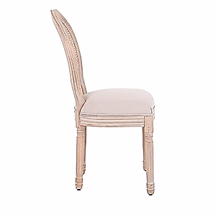 Henf French Country Dining Chairs Set of 2,Vintage Dining Chairs with Solid Wood Frame,Side Chairs Farmhouse Dining Chairs for Kitchen,Restaurant,Upholstered Dining Room Chair (Beige, Round Back)