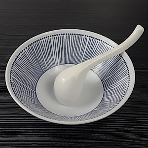 Asian Soup Spoon Set of 4,Ceramic Ramen Spoons, Japanese Soup Spoon Long Handle Perfect Depth for Dumpling, Pho, Noodles, Miso, Chinese Wonton