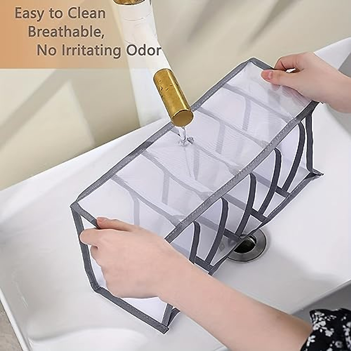 6pcs Wardrobe Clothes Organizer For Jeans, Upgraded Drawer Organizers For Clothing With Handle, Foldable Drawer Organizers For Family (Shirt+Jeans+T-Shirt+Bra+Underwear+Socks, Gray)