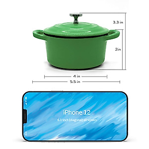 RJ Legend Mini Dutch Oven Pot Set of 3 - Enamel Surface, Non-Stick Cast Iron Cookware - Ideal Gift for Your Friends & Family - Blue, Green, White