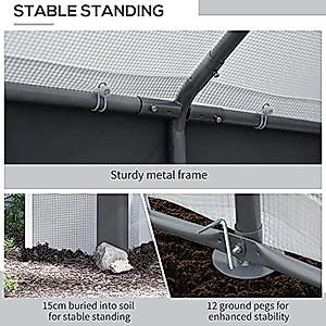 Outsunny 8' L x 6' W x 7' H Outdoor Walk-in Tunnel Greenhouse Garden Warm Hot House with Roll Up Windows, Zippered Door, & Weather Cover