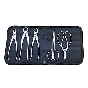 YUEWO Bonsai Tool Kit 5 Pcs 8" Master's Grade for Bonsai Tree with Jin Pliers, Root Cutter, Knob Cutter Concave, Long Handle Scissors, Root Pruning Scissors