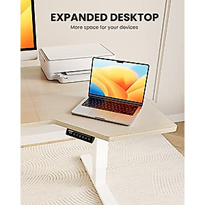 ErGear L Shaped Height Adjustable Electric Standing Desk 57" Corner Standing Desk Sit Stand Desk with Splice Board Ergonomic Desk Home Office Desk Computer Workstation, Natural