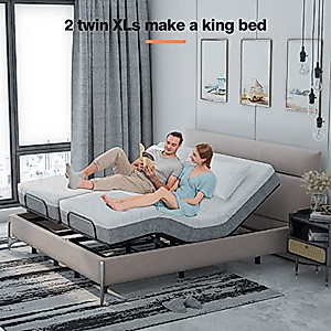 Giantex Twin XL Adjustable Bed Frame w/ 8” Cool Gel Infused Memory Foam Mattress, Electric Adjustable Bed Combo w/Head & Foot Adjustment, Remote Control, LED Light & Dual USB Ports, Convoluted Foam