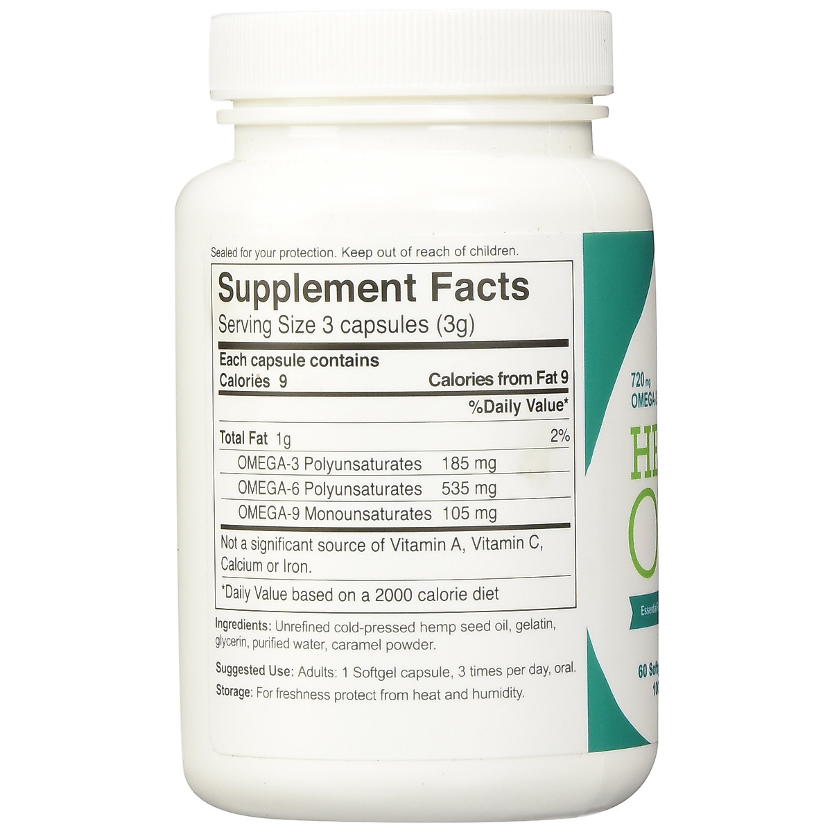 Manitoba Harvest Hemp Oil, 60 Softgel Capsules (Pack of 3)