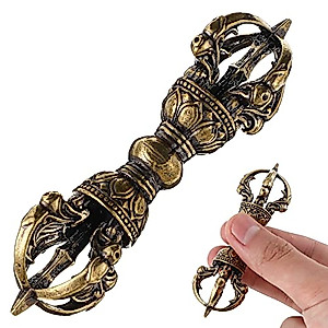 Homoyoyo Buddhist Dorje Vajra Pestle Brass Craft Ornament Retro Antique Buddha Pendant Charms for DIY Keychain Car Decor Buddhism Supplies