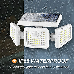 INCX 156 LED Solar Motion Lights Outdoor 2 Pack, 3 Heads Solar Security Lights with Motion Sensor IP65 Waterproof, Flood Lights for Wall, Patio, Garden, Porch, Garage White
