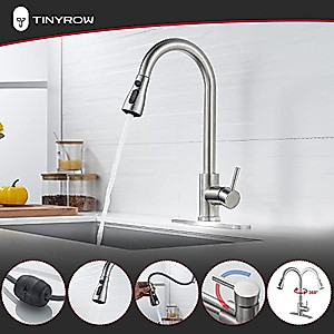 TINYROW Kitchen Faucet with Pull Down Sprayer Kitchen Sink Faucet Brushed Nickel, Single Handle Stainless Steel Kitchen Sink Faucets