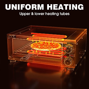 PYY Electric Pizza Oven Indoor Countertop Pizza Oven Commercial Pizza Maker Machine for Home with Timer Stainless Steel Pizza Cooker