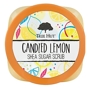 T H Tree Hut Shea Sugar Body Scrub Candied Lemon,18oz, With Single Fragrance-Free Makeup Remover Cleansing Towelettes