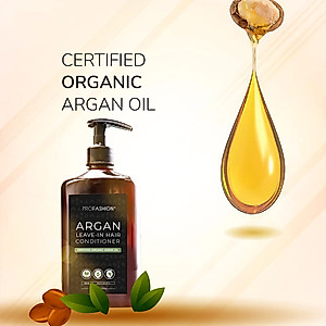 Profashion Argan Oil Leave In Conditioner For Curly Hair - Deep Conditioner For Dry Damaged Hair - Deep Conditioner For Curly Hair - Vegan, Paraben Free, Sulfate Free Conditioner - 400ML/13.5 FL OZ