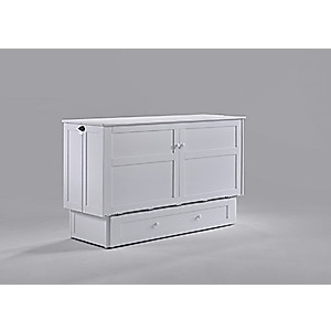 Night & Day Furniture MUR-CLV WH and MND-GMF-TRI-QEN Murphy Cabinet Bed with Mattress, Queen, White