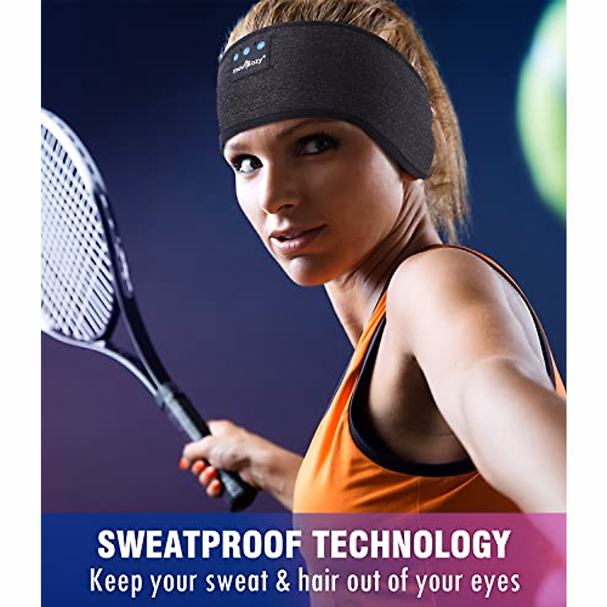 MUSICOZY Sleep Headphones Bluetooth Sports Headband, Wireless Music Sleeping Headphones Sleep Eye Mask Earbuds for Side Sleepers Workout Running Insomnia Travel Yoga Office, Pack of 2