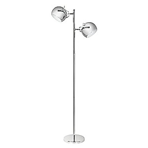 Globe Electric 12807 Miles 2-Light Adjustable Head Floor Lamp, On/Off Switch, Chrome Finish