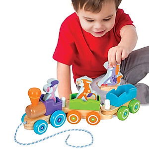 Melissa & Doug First Play Wooden Rocking Farm Animals Pull Train