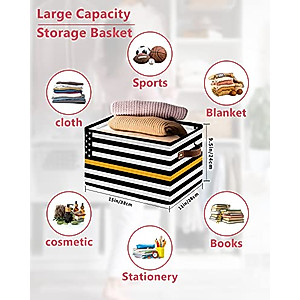 Large Capacity Storage Bins Thin Gold Line Dispatchers Dispatch Communications Officer American Flag Storage Cubes, Collapsible Storage Baskets for Organizing for Bedroom Closet Home 15x11x9.5 In
