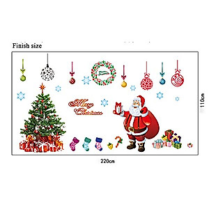 YULOONG Christmas Windows Static Stickers Clings Removable Vinyl Santa Claus Christmas Tree Snowman Snowflake Deer DIY Wall Window Door Mural Showcase Decal Sticker