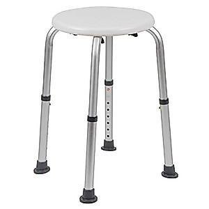 Flash Furniture Hercules Series Aluminum Bath and Shower Chair with Adjustable Seat Height, Anti-Slip Medical Shower Chair, White
