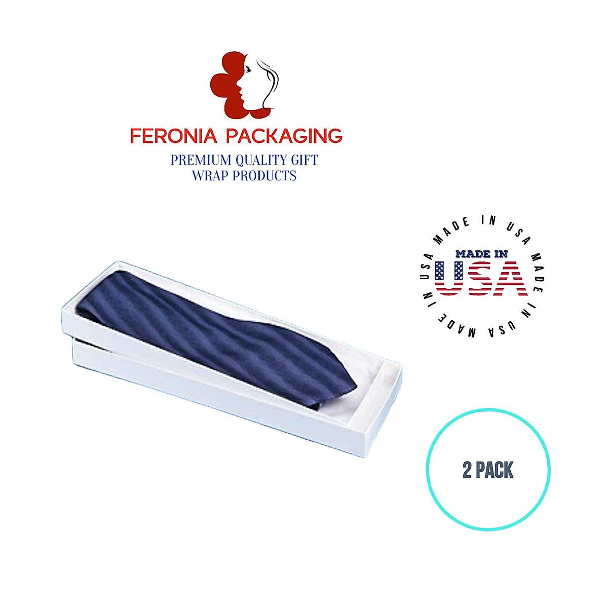 Feronia Packaging Gift Wrap Tie Boxes 14 x 4 1/2 x 3/4 Inch - 2 Pack (Black)