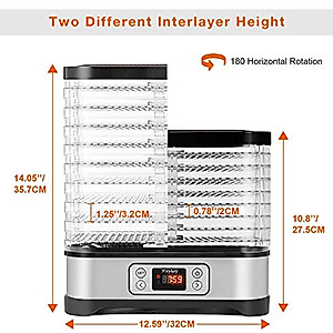 8 Trays Food Dehydrator Machine, Dehydrators for Food and Jerky, Food Dehydrator Machine with Fruit Roll Sheet for Meat, Herbs, Upgraded Digital Timer and Temperature Control | BPA Free | 400 Watts