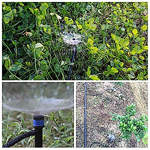 Kalolary 100PCS Irrigation Drippers Drip Emitters, Micro Spray Adjustable 360 Degree Full Circle Pattern Water Flow Bubbler Sprinkler Fits 1/4 (4-6mm) Irrigation Tubing for Garden Irrigation(Blue)