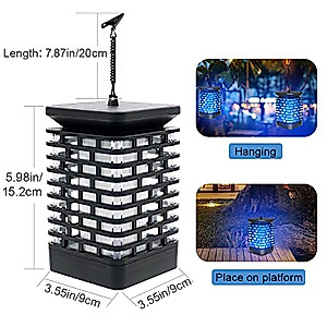 Arzerlize Blue Solar Christamas Lights Outdoor Waterproof 99LED Lantern, USB or Solar Powered Hanging Solar Outdoor Lights Flickering Flame Deck Light Garden Decoration Yard Patio Landscape Blue 2P