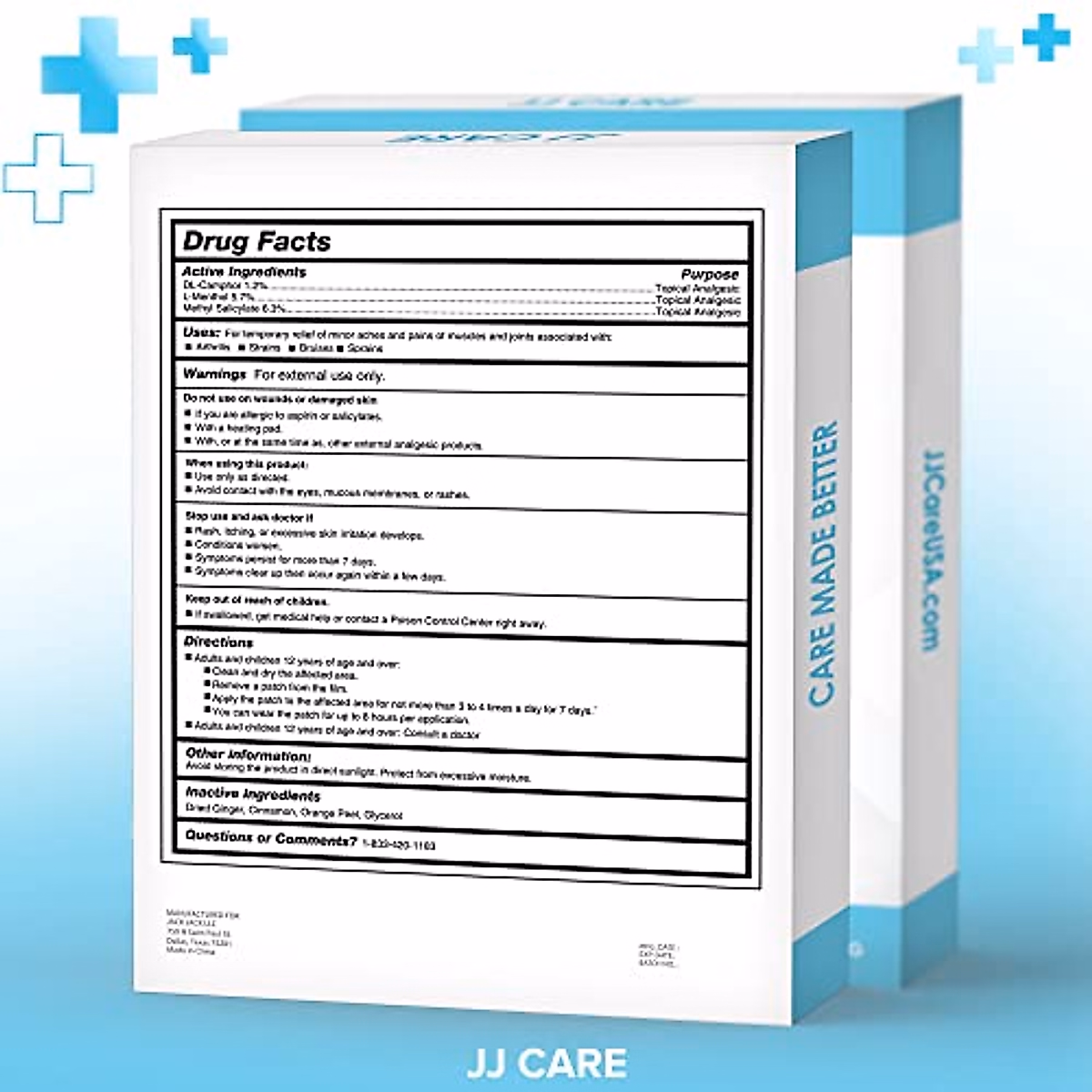 JJ CARE Knee Patches - 14 Pcs Knee Patches for Pain Relief Extra Strength - 5.5" x 3.9" Pain Relief Patch for Knee, Knee Pain Relief Patch for Arthritis, Inflammation, Sciatica, Muscle & Joint