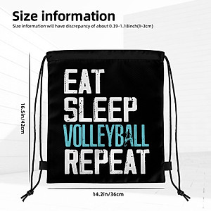 Eat Sleep Volleyball Repeat Drawstring Pack Beam Mouth Yoga Sackpack Shoulder Bags For Men/Women