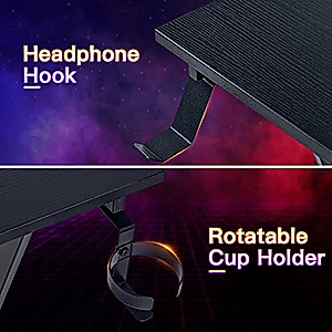 Coleshome L Shaped Gaming Desk, 51'' Computer Corner Desk with 2 Monitor Stands, Home Office Desk with Hook and Cup Holder, Space Saving, Easy Assembly