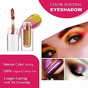 HOOMUSS Chameleon Eyeshadow Liquid Glitter Eyeshadow, Green Liquid Eyeshadows Holographic Multichrome Eye Makeup, Long Lsting and Quick Drying, Elf