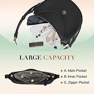 Missnine Shoulder Bag for Women Small Purse Vegan Leather Hobo Bags Crescent Clutch Purses Handbag Ladies Crossbody Bags