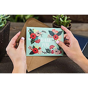 Sweetzer & Orange Floral Thank You Cards Bulk Box Set of 48 Blank Cards with Envelopes - Baby Shower Note Cards, Wedding Thank You Cards or Bridal Shower Thankyou Card - 4.25 x 5.75