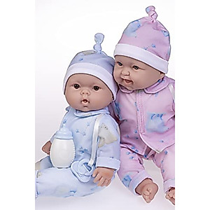 JC Toys Twins 13" Realistic Soft Body Baby Dolls Berenguer Boutique | Twins Gift Set with Removable Outfits and Accessories | Pink and Blue | Caucasian | Ages 2+