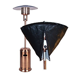 Fire Sense 02054 Outdoor Vinyl Head Cover For Fire Sense LPG Patio Heaters Heavy Duty 10 Gauge Felt Lined Waterproof Weather Resistant With 32" Reflectors - Black