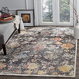 SAFAVIEH Bristol Collection 7' Square Grey/Multi BTL445H Boho Chic Distressed Area Rug