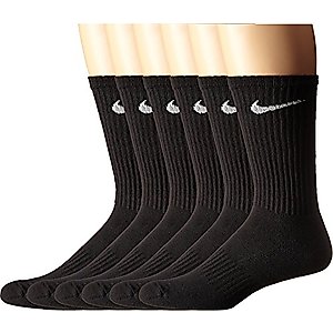 Nike Unisex Bag Cotton Crew 6-Pair Pack Black/White LG (Men's Shoe 8-12, Women's Shoe 10-13)