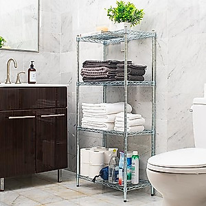 Mind Reader Storage Shelves, Garage Shelving, Storage Shelf, Pantry Org, Adjustable, Metal, 23.5" L x 11.75" W x 48" H, Silver