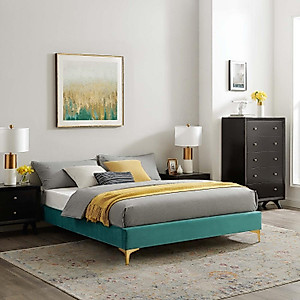 Modway MOD-6306-TEA Sutton Full Performance Velvet Bed Frame, Teal