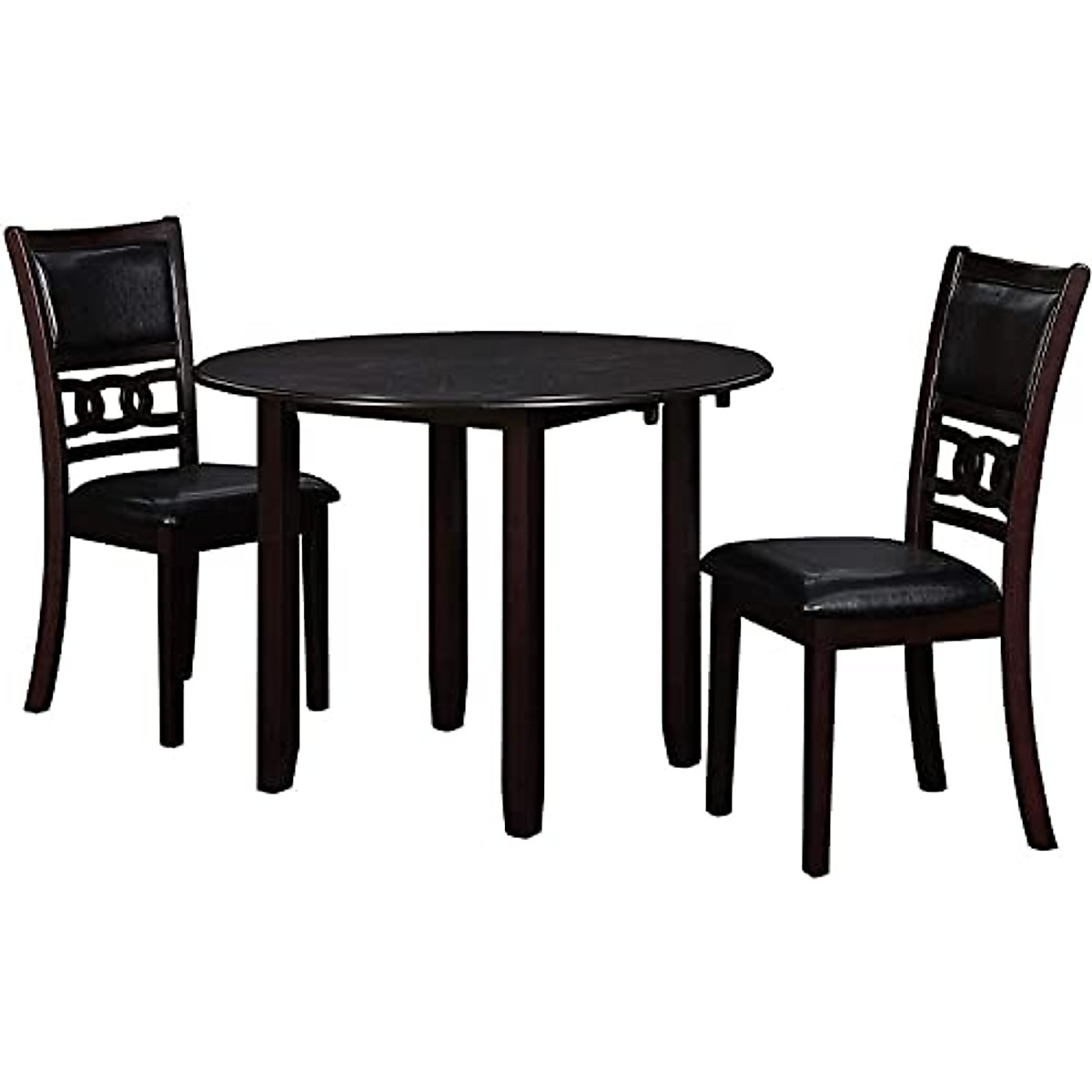 New Classic Furniture Gia Drop Leaf Dining Table with Two Chairs, 42", Ebony,EC-SOVKYDYFFO