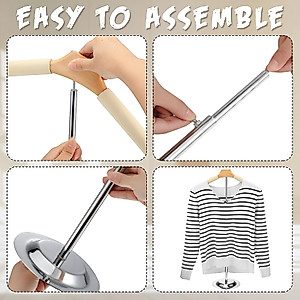 Soaoo Flexible Shoulder Stand Adjustable T Shirt Display Beige Coat Hanger Stand Portable Hanging Clothing Display Rack Garment Coat Holder for Retail Vendor, Height 16-27.9 Inch(1 Pcs)