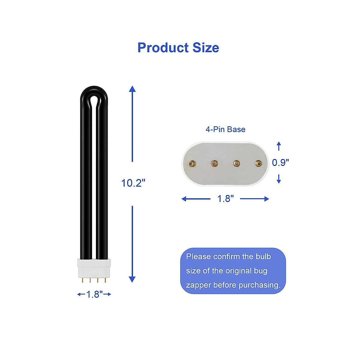 Dichroma 24W B24B Black Light Replacement Bulb Compatible with Stinger Model BK300 BK310 BK500 BK510 BK600, 10.2 Inch Bug Zapper Light Bulb with 4-Pin Base, 2 Pack