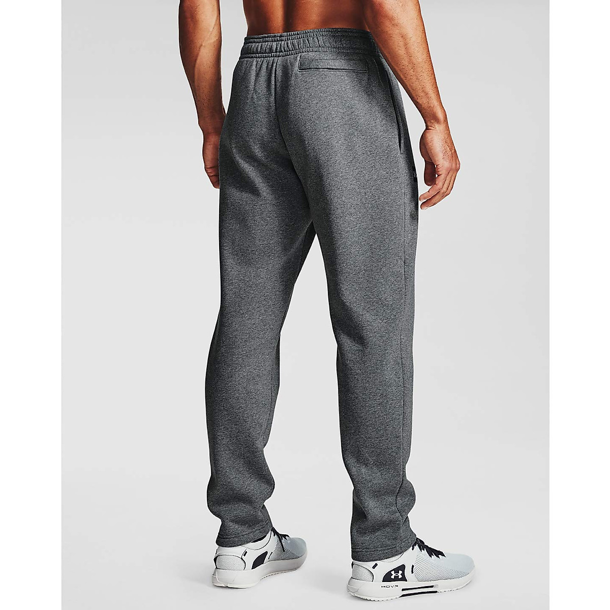 Under Armour Mens Rival Fleece Pants , Pitch Gray Light Heather (012)/Onyx White , Medium