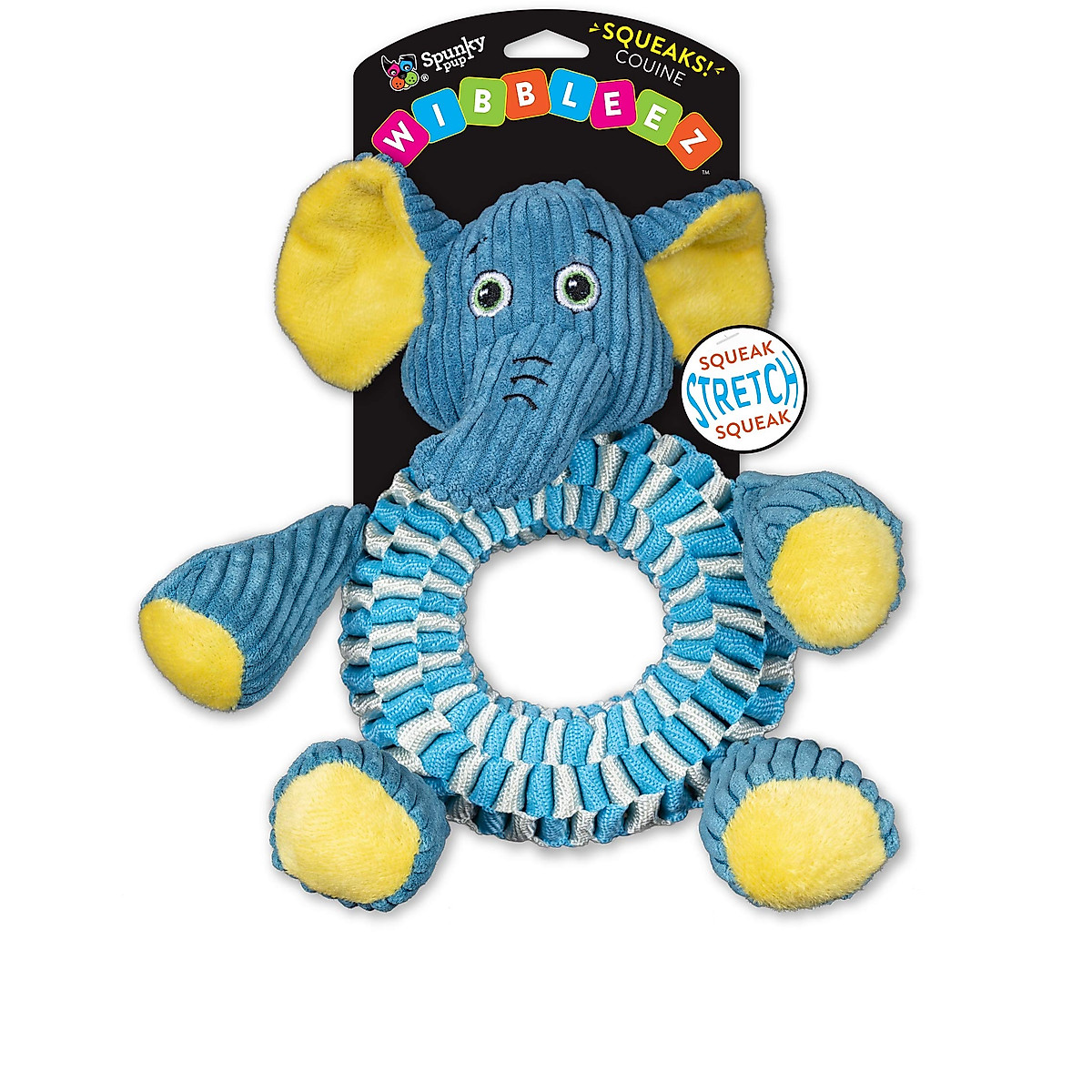 Spunky Pup Wibbleez Round | Assorted Stuffed Animal Dog Toy | Durable Plush and Nylon Fetch and Throw Toy for Dogs | Squeaker Tug Toy | Stuffed Toy for Dogs and Puppies | Stuffed Animal Chew Toy