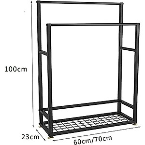 Freestanding Towel Rack, Standing Towel Rack, Study Floor Towel Rack with Shelf Metal Towel Rack for Study Towels and Bath Towels for Study, Living Room, Bedroom(Black,60X23X100Cm)