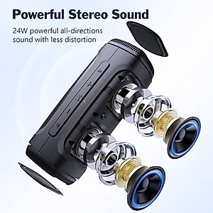 DOSS Bluetooth Speaker, Portable Wireless Bluetooth Speaker with 24W Powerful Sound, Rich Bass, IPX6 Waterproof, Wireless Stereo Pairing, 20H Playtime, Waterproof Speaker for Outdoor and Travel